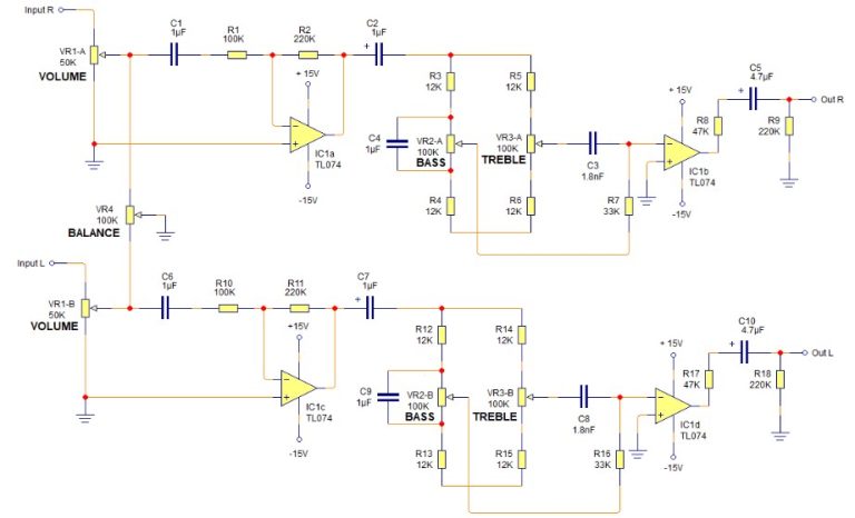 √ Skema Rangkaian Tone Control Dengan Kontrol Balance - Finoo.id